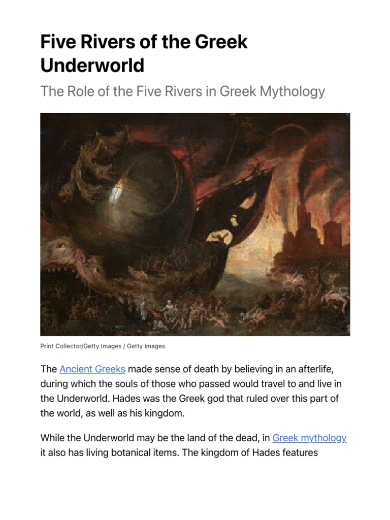 Five Rivers of The Greek Underworld | PDF | Hades | Mythology