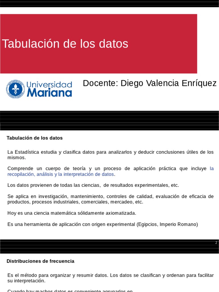 c02 Tabulacion Datos | PDF | Frecuencia | Estadísticas