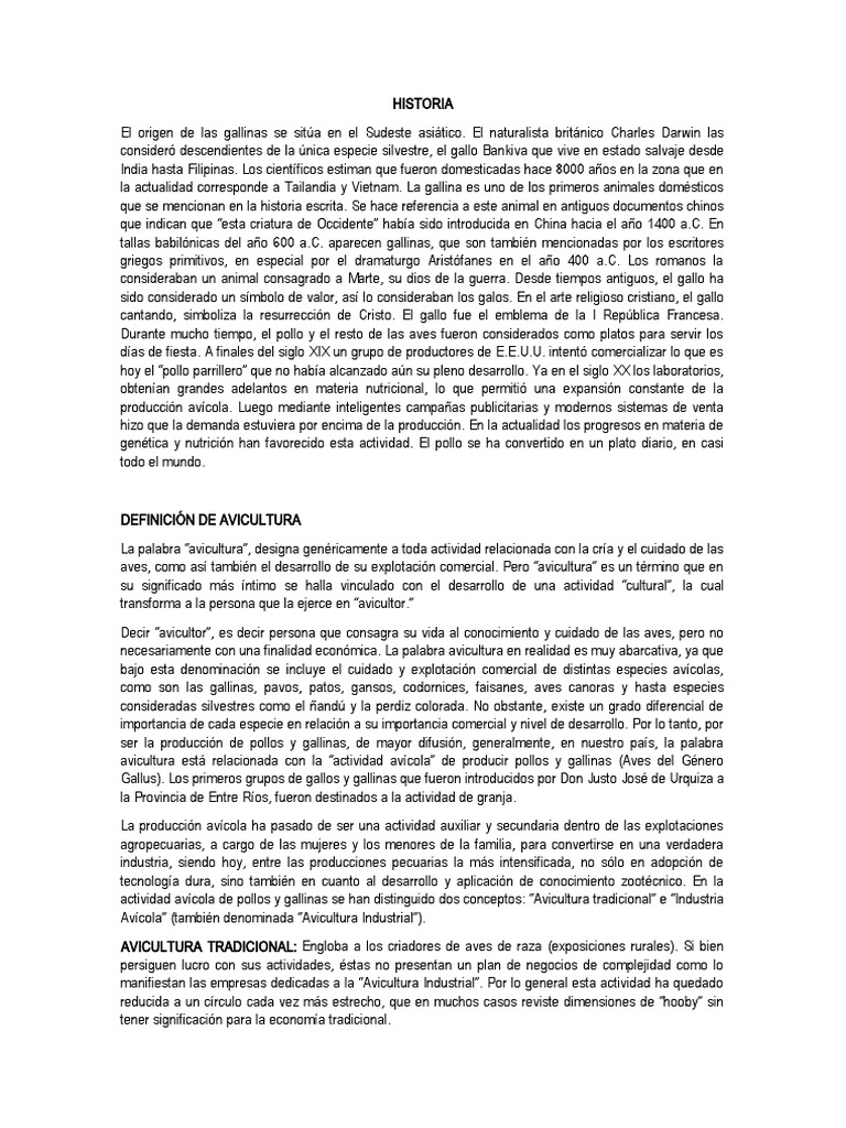 Tema #1 AVES | PDF | Pollo | Avicultura