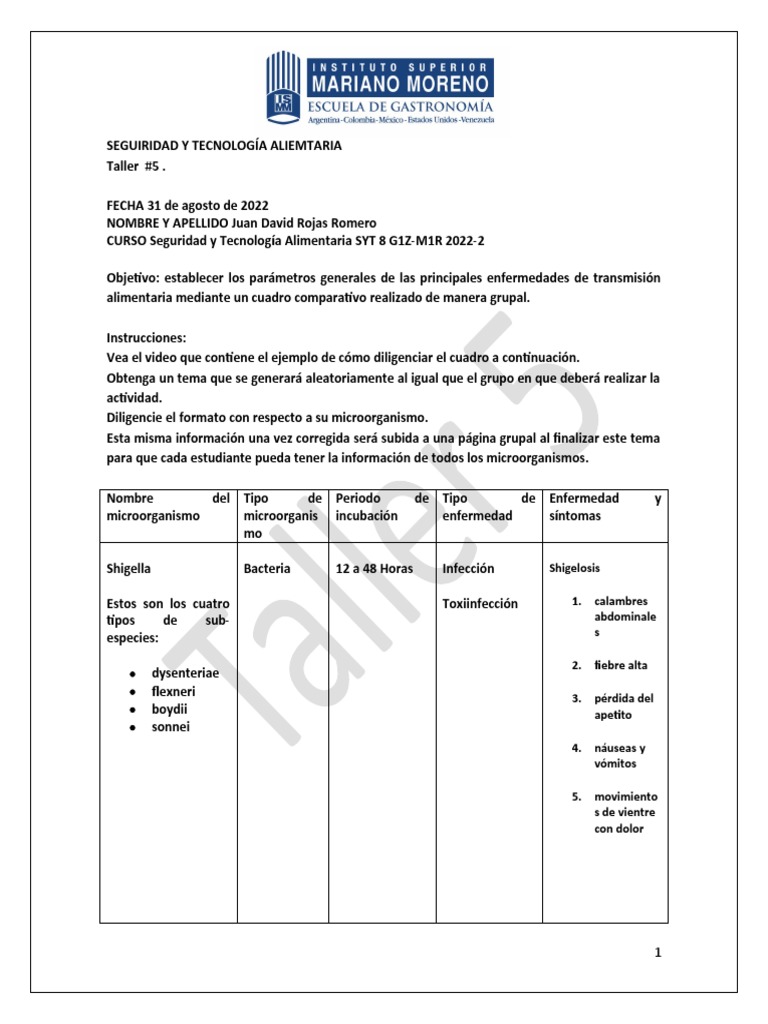 Taller 5 SyT | PDF | Alimentos | Vegetales