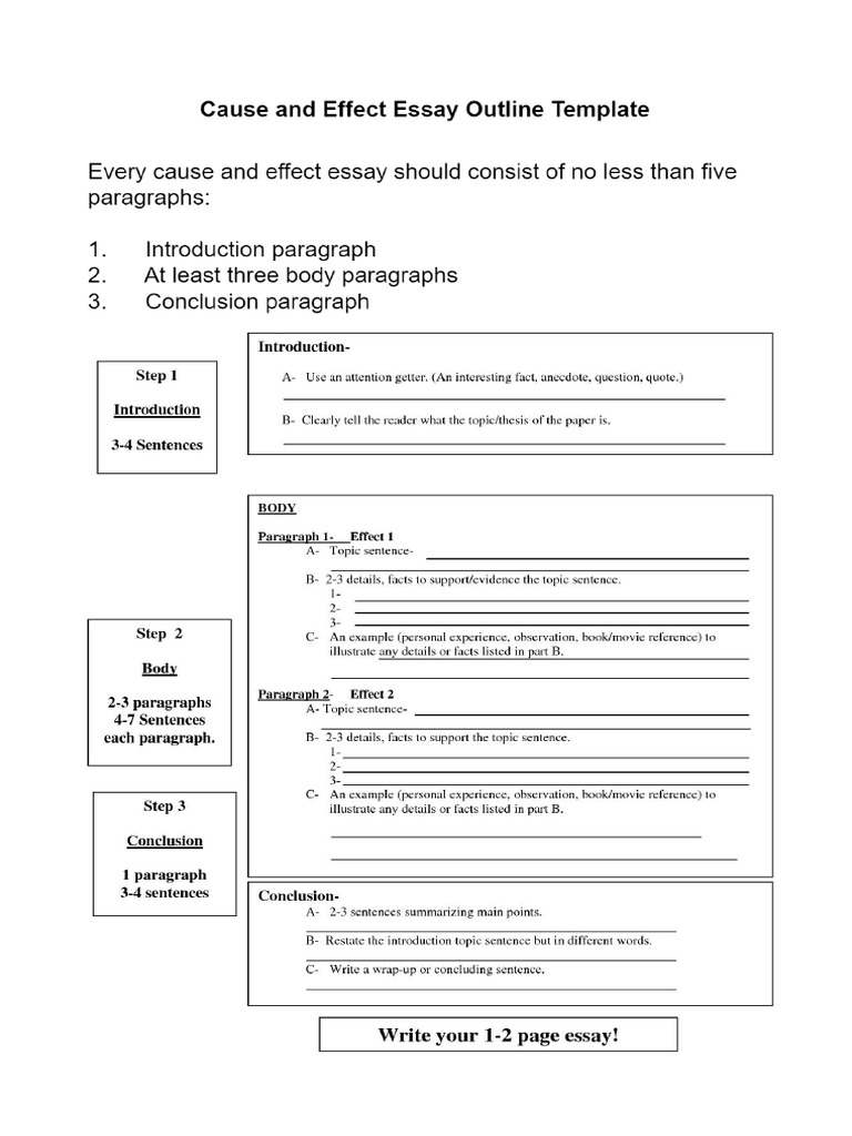Cause and Effect Essay Outline Template | PDF
