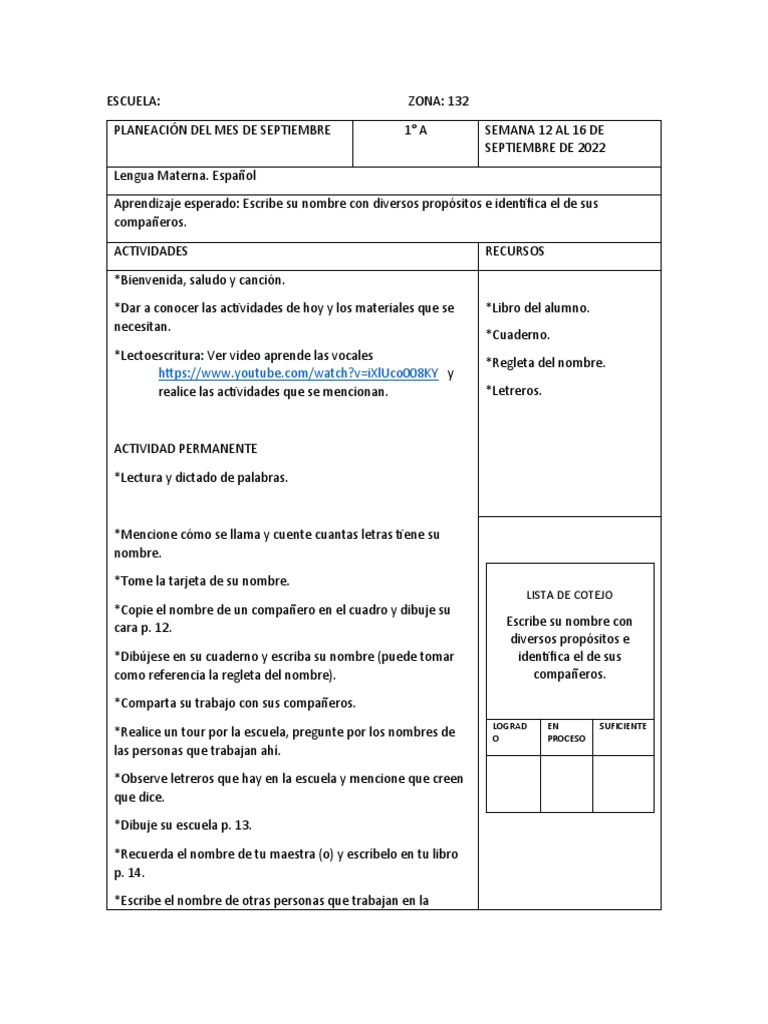 Planeacion Primer Grado. Semana 3 | PDF | Aprendizaje | Cognición Planeacion Primer Grado. Semana 3 | PDF | Aprendizaje | Cognición
