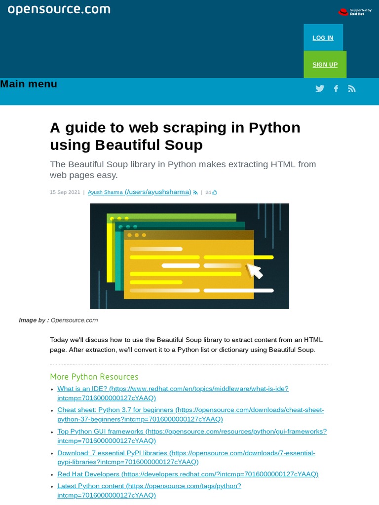 A Guide To Web Scraping In Python Using Beautiful Soup Pdf World Wide Web Internet And Web