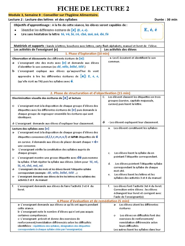 Fiche de Lecture 2-2 | PDF | Linguistique | Écriture
