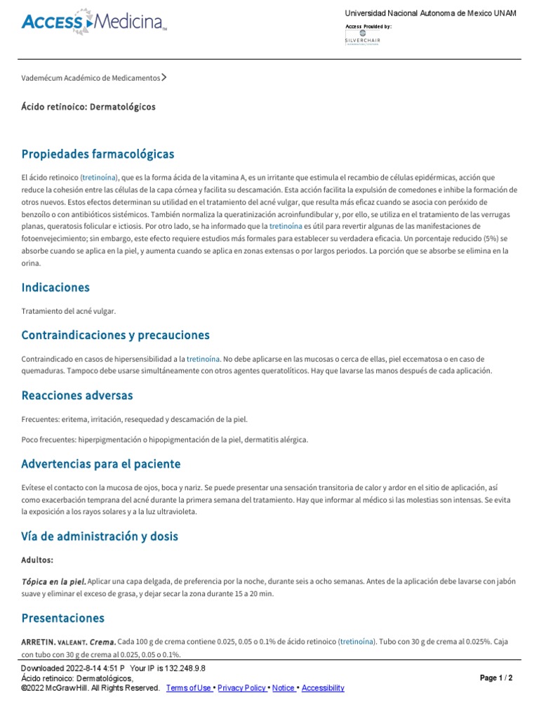 Ácido Retinoico - Dermatológicos | PDF | Enfermedades y trastornos | Especialidades Medicas