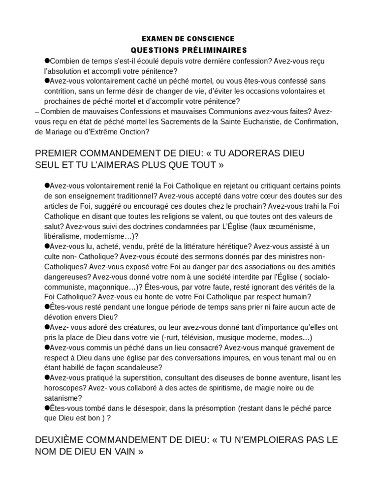 Examen de Conscience | PDF