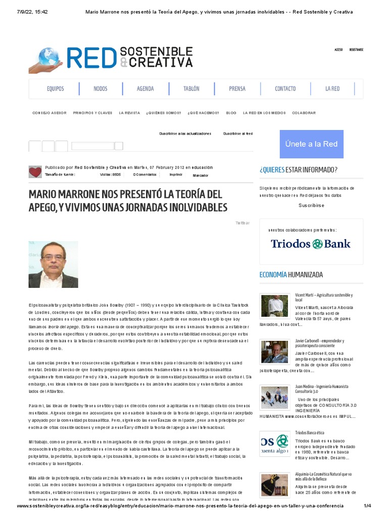 Mario Marrone Nos Presentó La Teoría Del Apego, y Vivimos Unas Jornadas ...