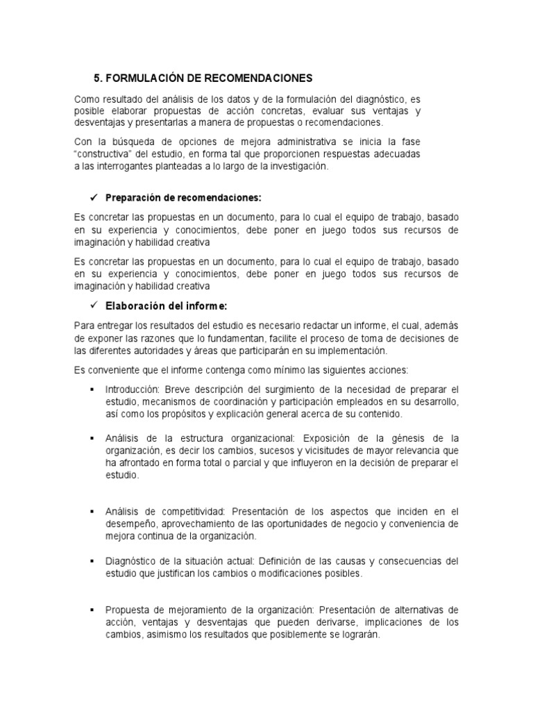Numero 5 Formulacion de Recomendaciones Ingrid Argueta | PDF ...