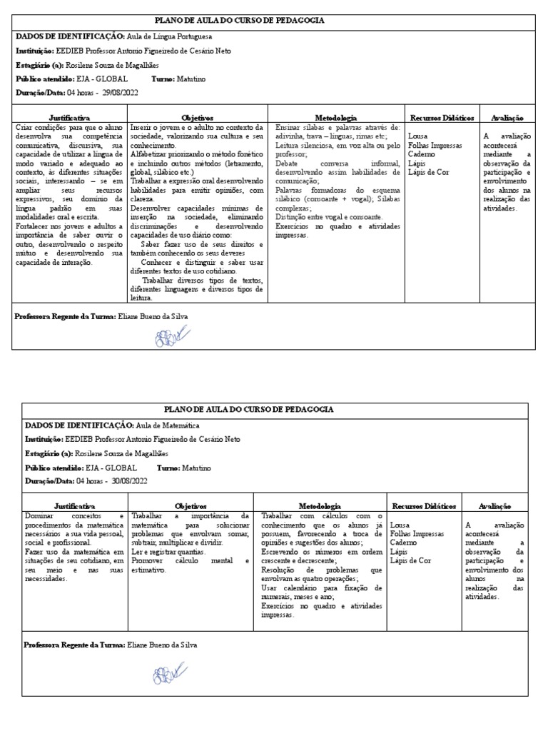 Plano de Aula Eja | PDF