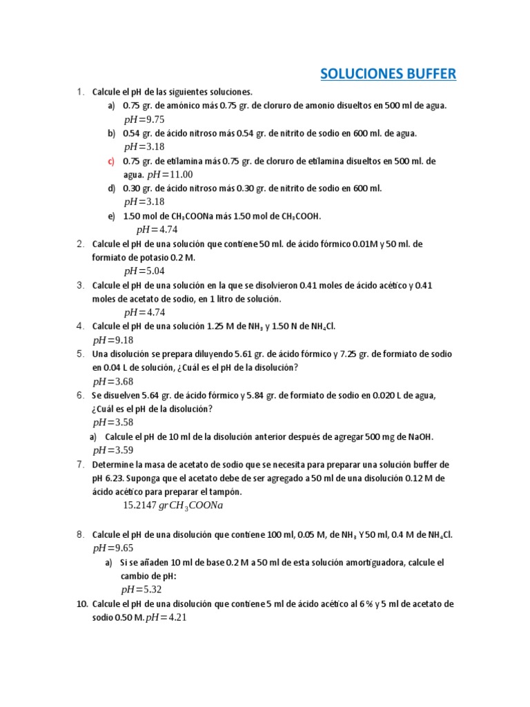 Soluciones Buffer | PDF | Solución tampón | Ph