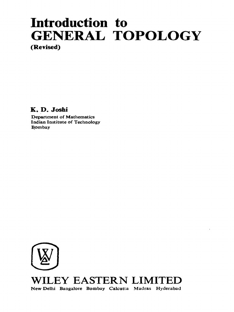Introduction To General Topology (K.D. Joshi) | PDF