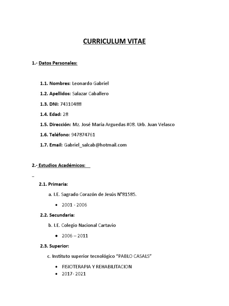 CURRICULUMVITAE | PDF | Ciencias sociales | Relaciones personales ...