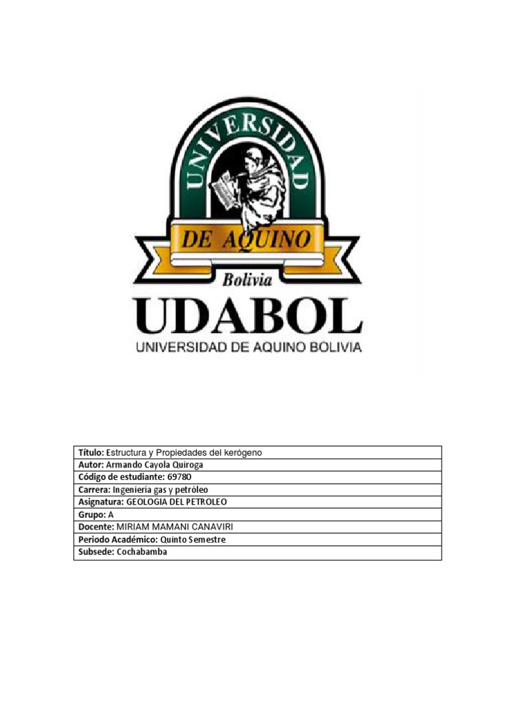 Estructura y Propiedades Del KERÓGENO | PDF | Hidrocarburos ...