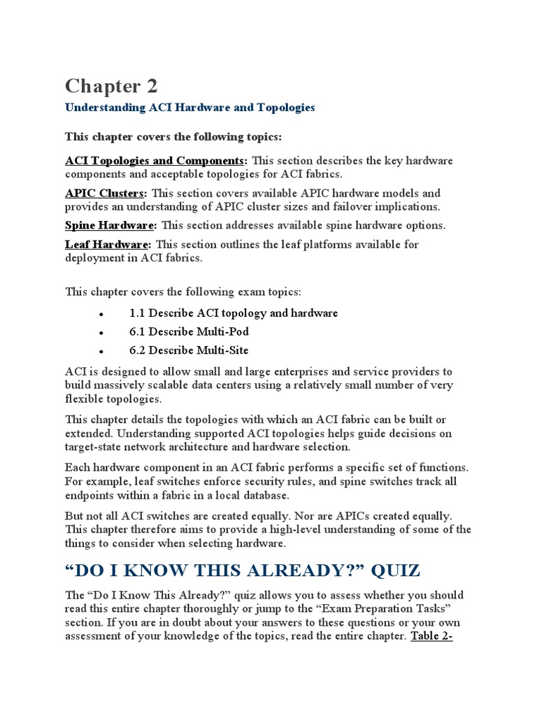 Chapter 2 Understanding ACI Hardware and Topologies | PDF | Network Switch | Network Topology