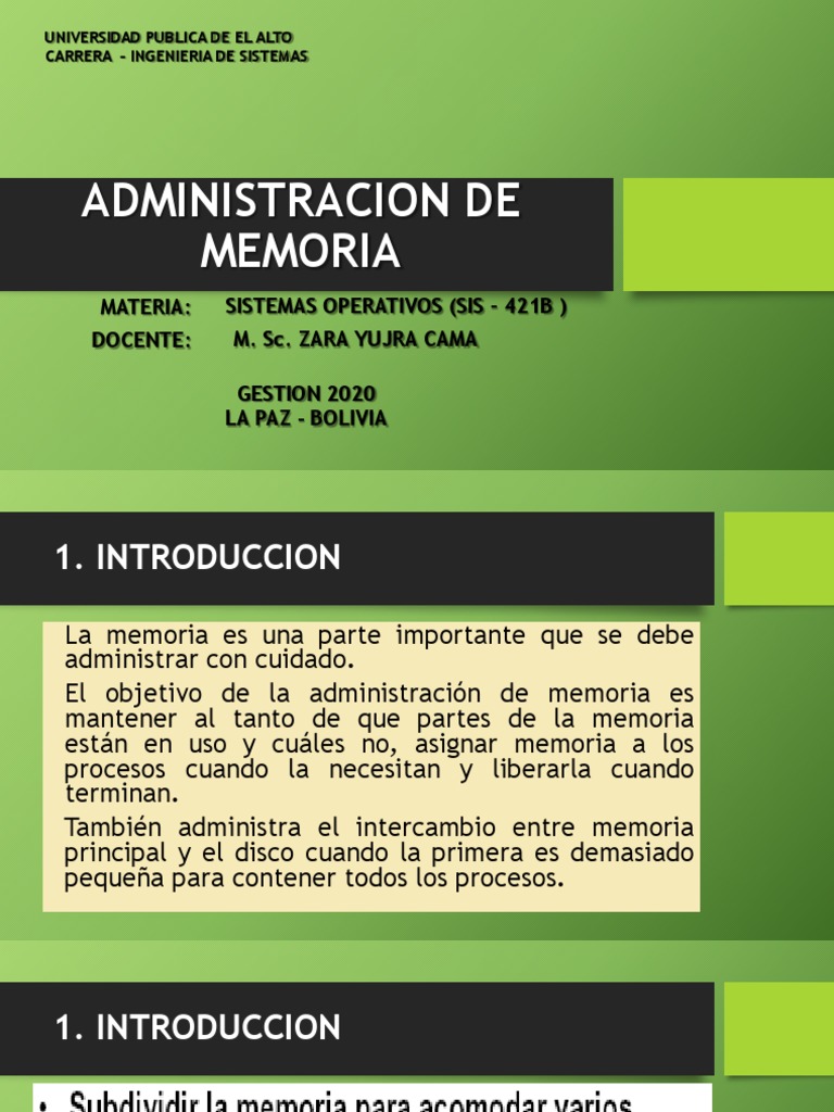 Tema 4 Diapositivas - Administracion de Memoria 2020 | PDF ...