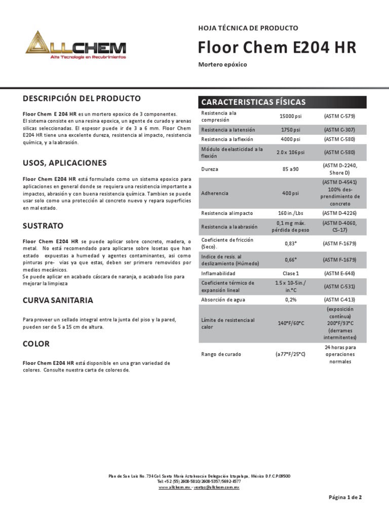 HT Floor Chem E204 HR | PDF | Química | Materiales