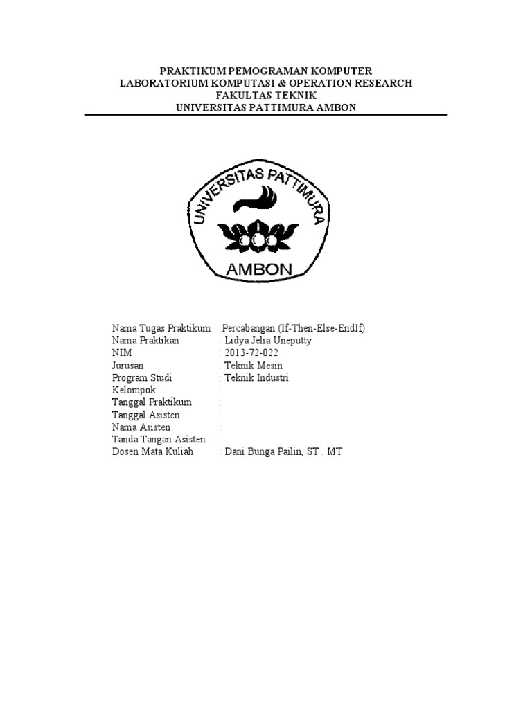 Laporan Praktikum Visual Basic | PDF