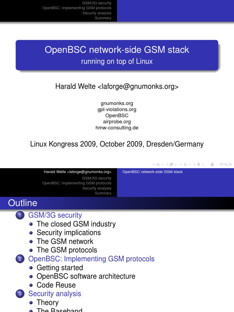 GSM/3G Security and OpenBSC Overview | PDF | Networks | Software ...