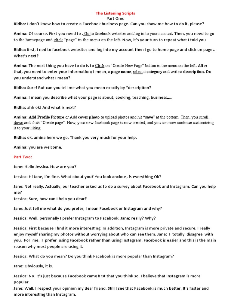 The Listening Script of Unit 1 Getting Through As Handouts | PDF | Facebook
