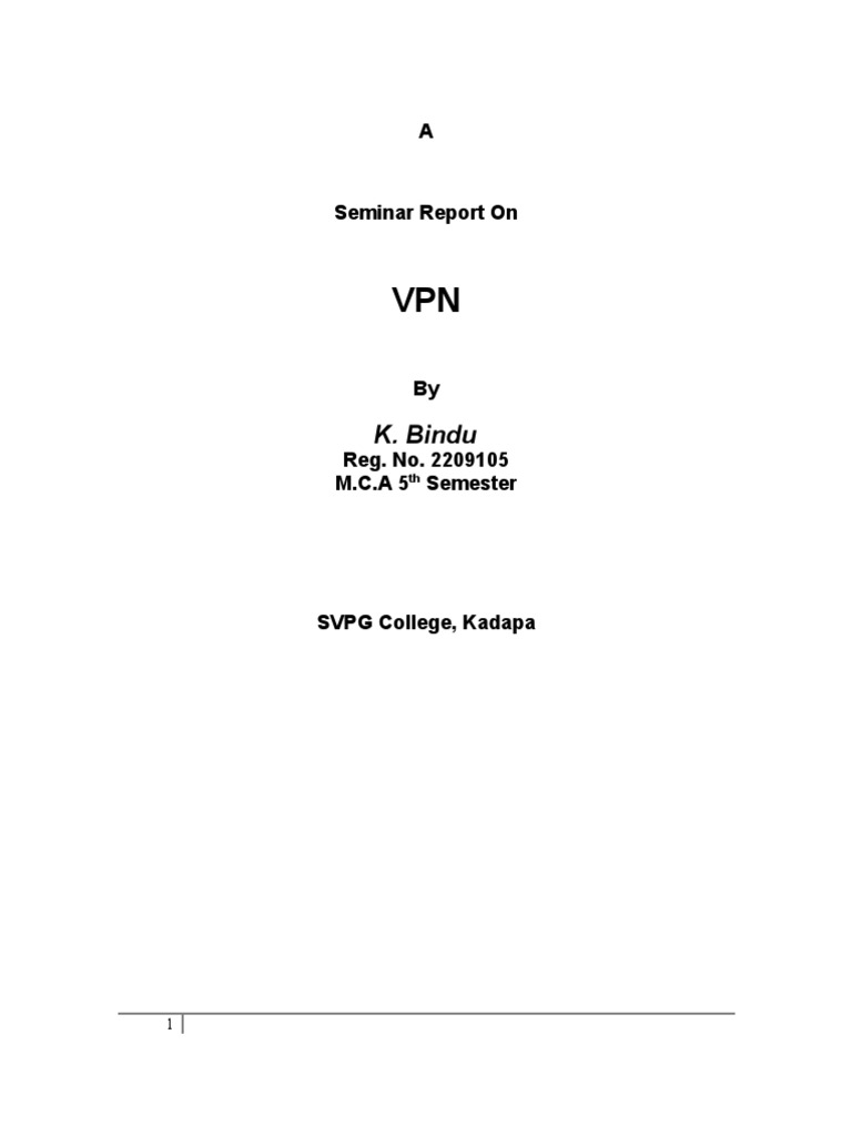 A Comprehensive Report on Virtual Private Networks (VPN) | PDF ...