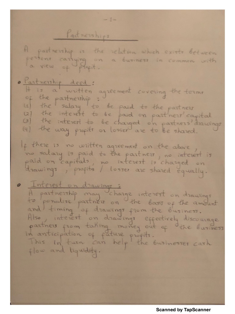 Accounting A-Level Partnerships Notes Pages 1-4 | PDF