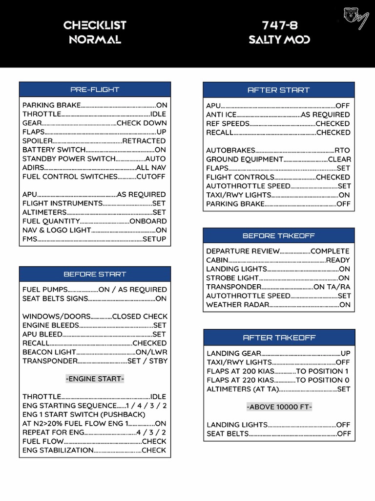 Checklist 747-8 Salty Simulation | PDF