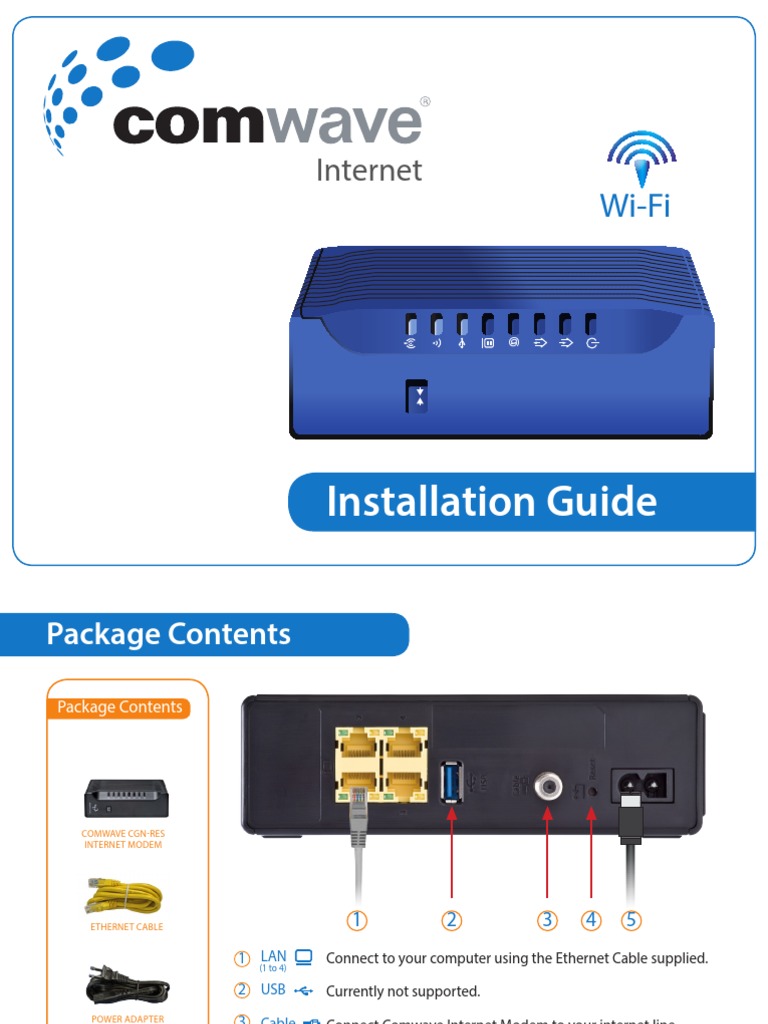 Home Modem - Internet - Installation - Guide - CGN-RES | PDF | Modem | Wi Fi