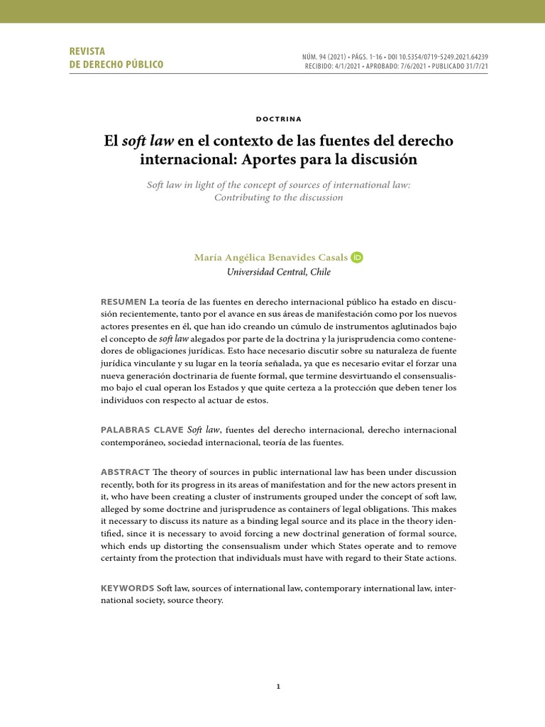 Soft Law | PDF | Tratado | Fuentes del derecho