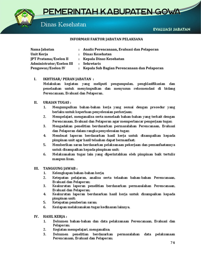 2.2.1. Analis Perencanaan, Evaluasi Dan Pelaporan | PDF