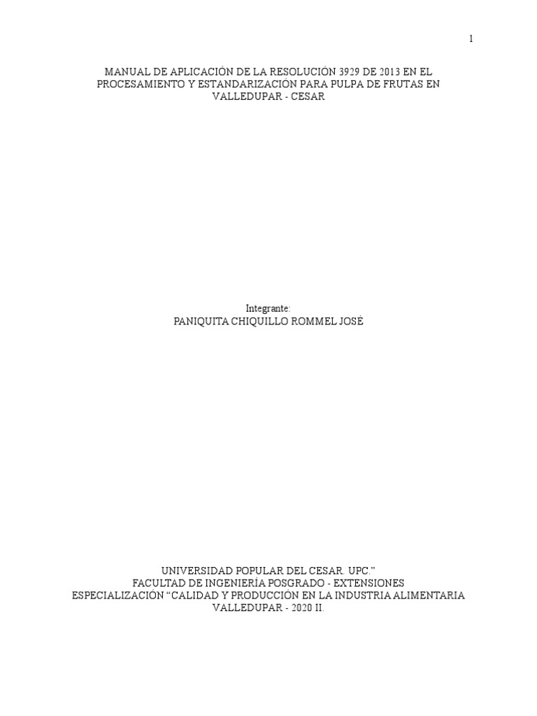 2 Manual de Aplicación de La Resolución 3929 de 2013 en El Procesamiento y Estandarización para ...