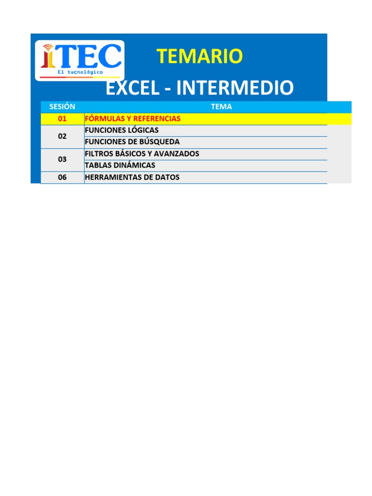Excel Intermedio: Fórmulas y Funciones | PDF | Microsoft Excel | Hoja ...