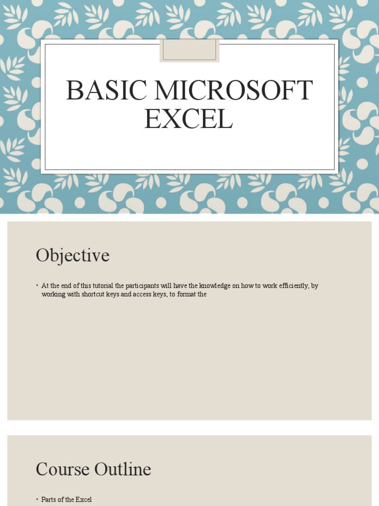 Microsoft Excel Tutorial Introduction (1) | PDF | Microsoft Excel ...