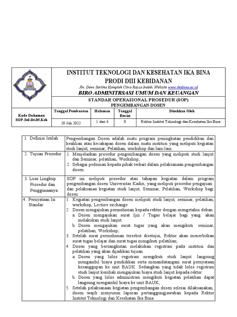 Sop Pengembangan Dosen Benar | PDF