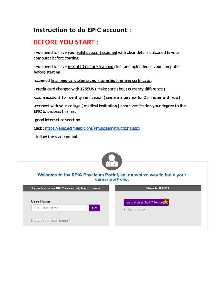 Instruction To Do EPIC Account | PDF