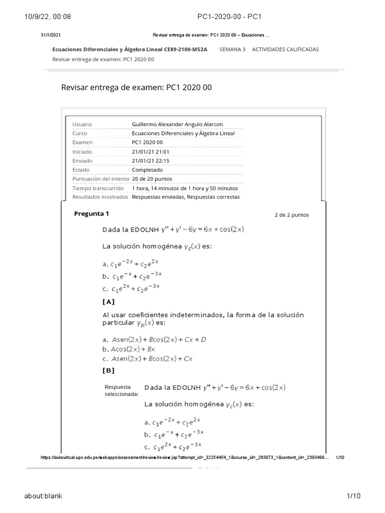 PC1-2020-00 - PC1 | PDF | Ecuaciones | Elasticidad (Física)