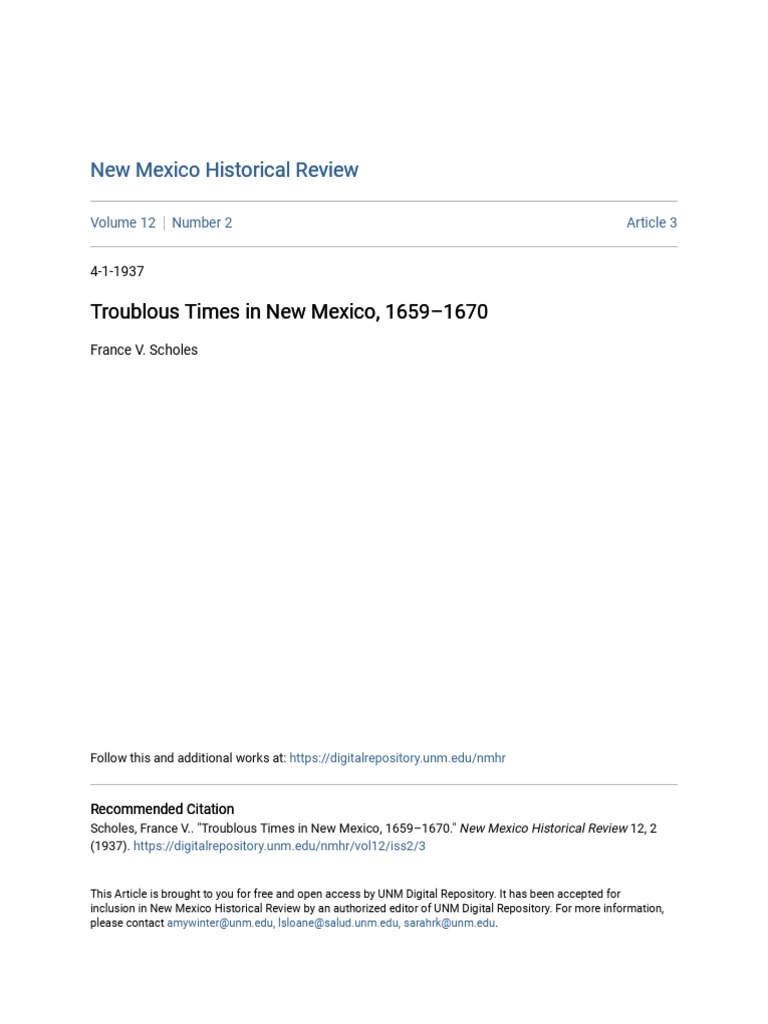 Troublous Times in New Mexico, 1659-1670 | PDF | Baptism | New Spain
