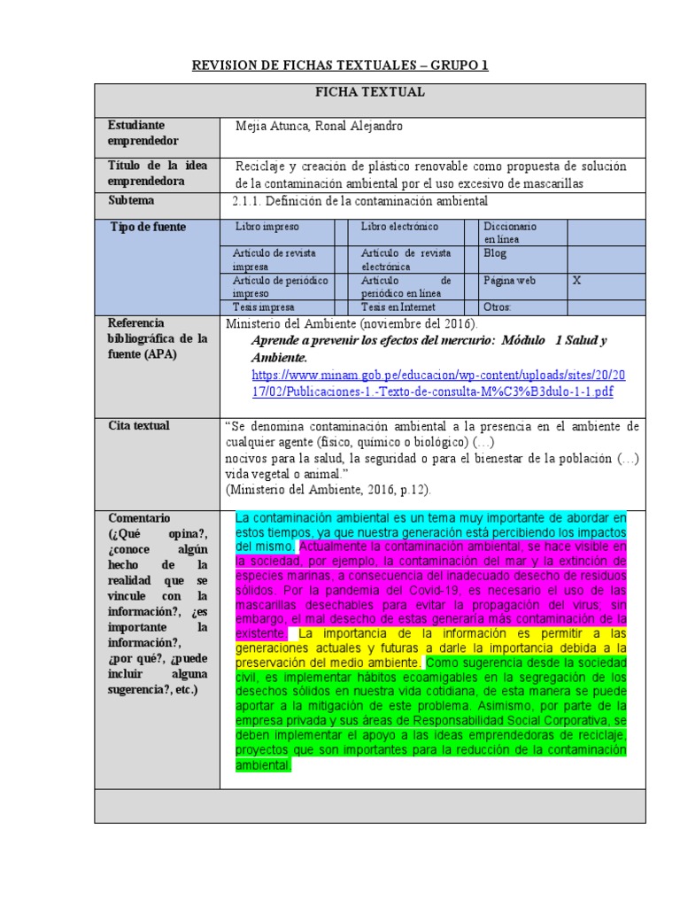 Revision de Fichas Textuales | PDF | Residuos | El plastico