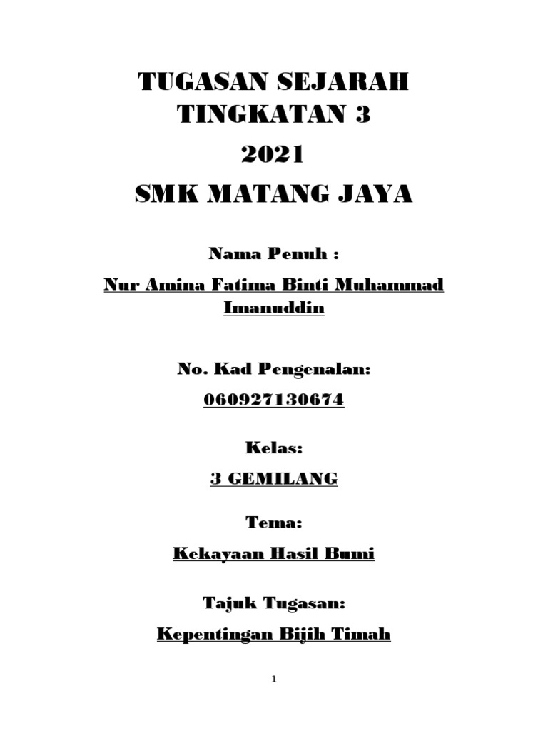 Nur Amina Fatima Tugasan Sejarah | PDF