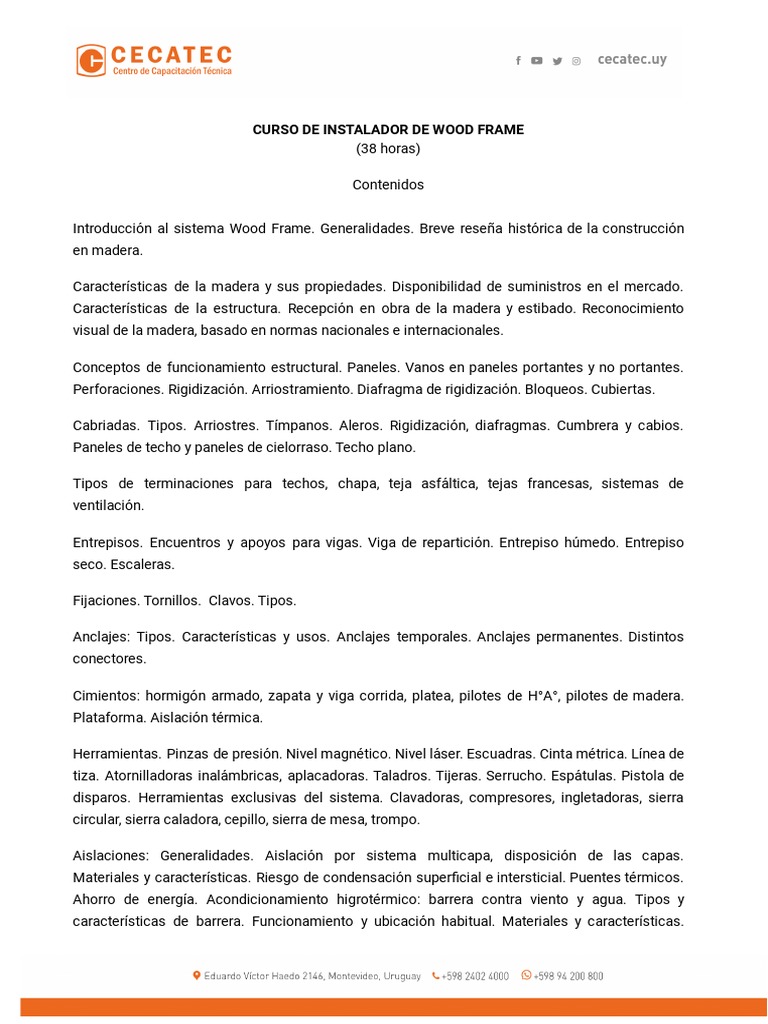 Programa Wood Frame | PDF | Aislamiento térmico | Ingeniería de Edificación