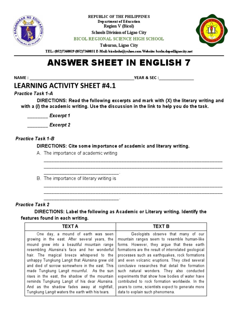English 7 Learning Activities | PDF | News | Earthquakes