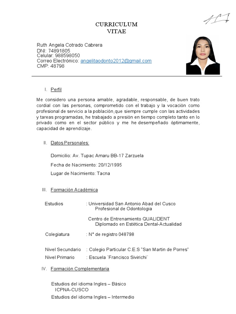 Curriculum Vitae Angela 2 | PDF