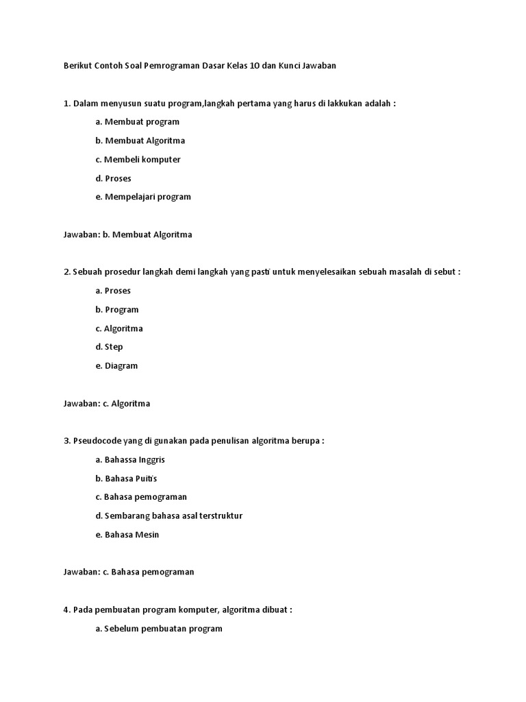 Soal Soal Algoritma Dan Pemograman | PDF