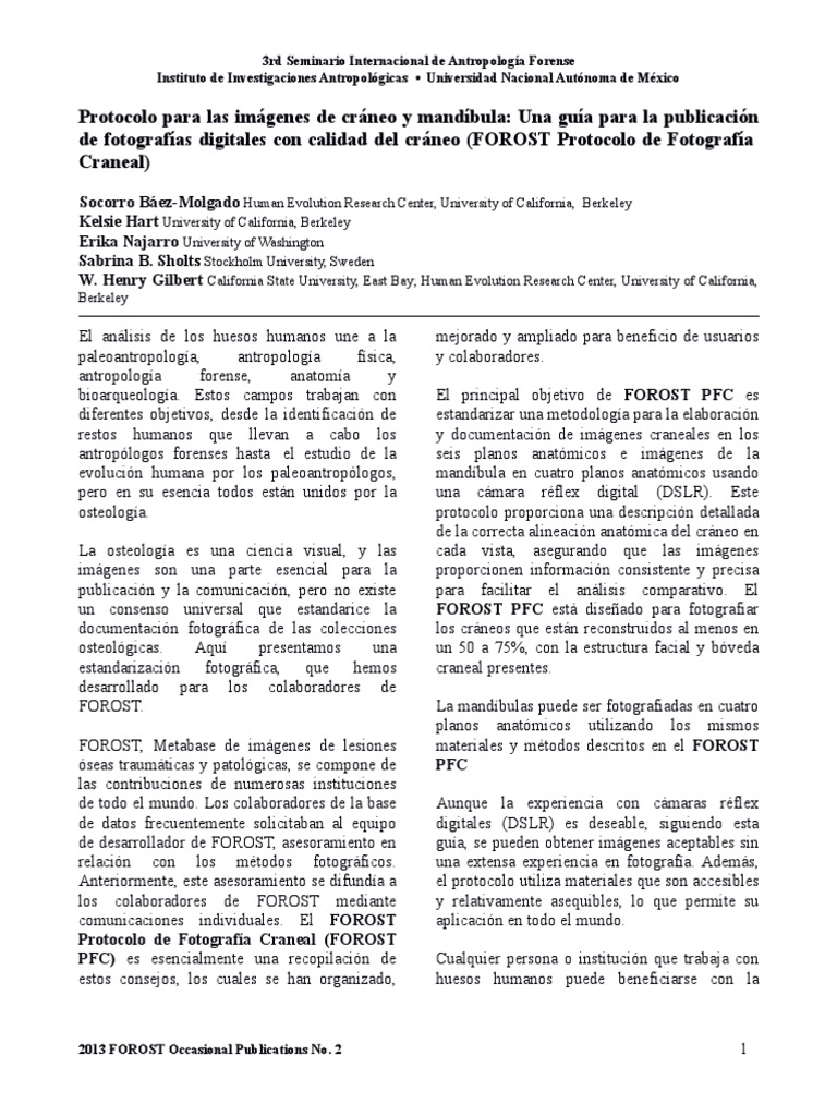 FOROST Skull Photo Protocol Spanish | PDF | Exposición (fotografía ...