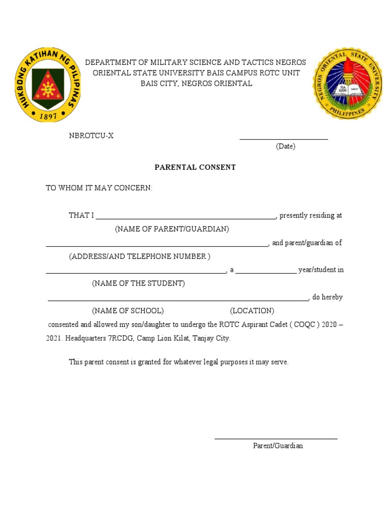 Parent Consent for ROTC Participation | PDF | Science & Mathematics