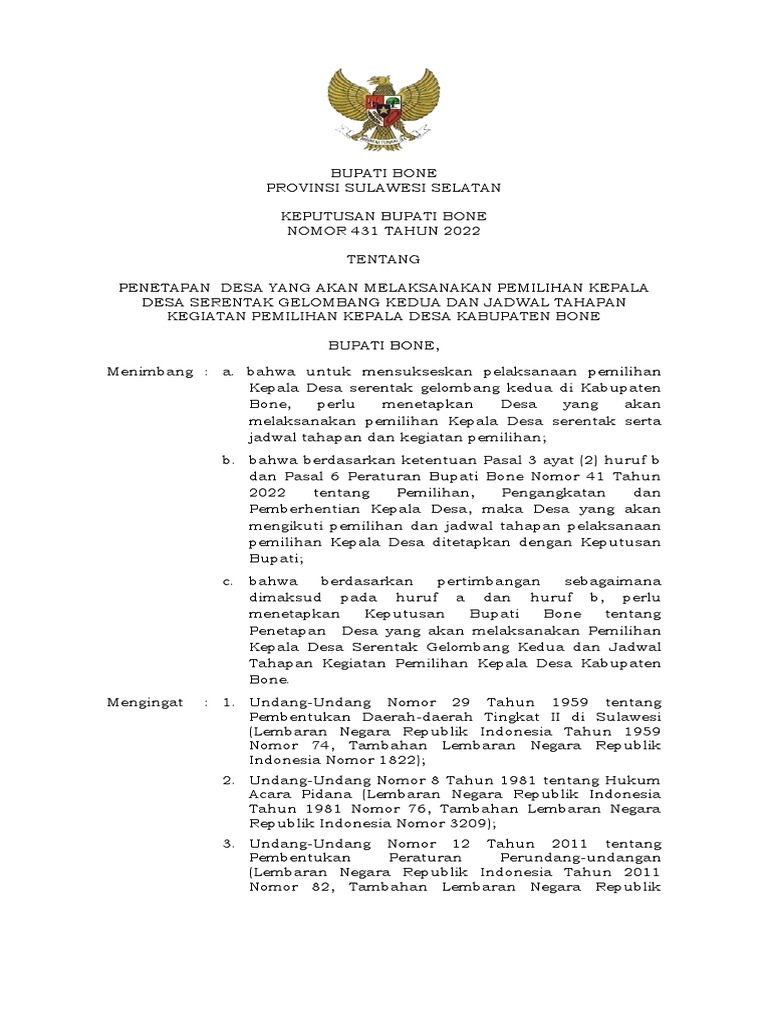 SK DESA DAN TAHAPAN PILKADES 2022 Fiks | PDF