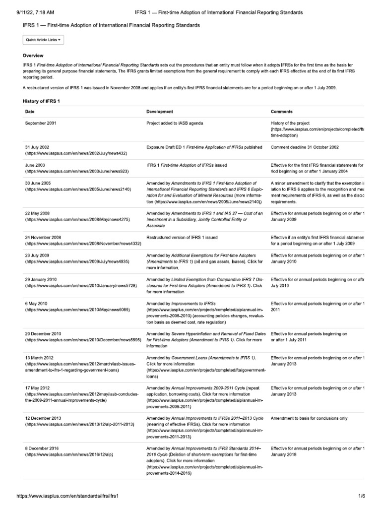 IFRS 1 - First Time Adoption of IFRS | PDF IFRS 1 - First Time Adoption of IFRS | PDF