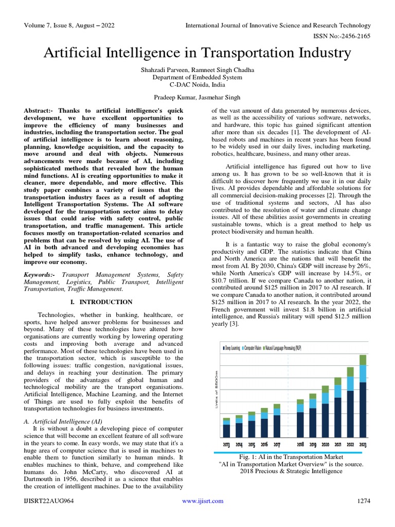 Artificial Intelligence in Transportation Industry | PDF | Artificial ...