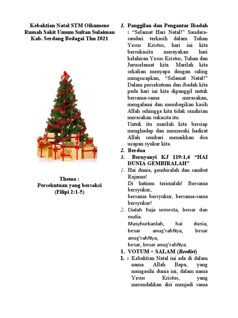 Liturgi Natal Bahasa Indonesia 2021 | PDF