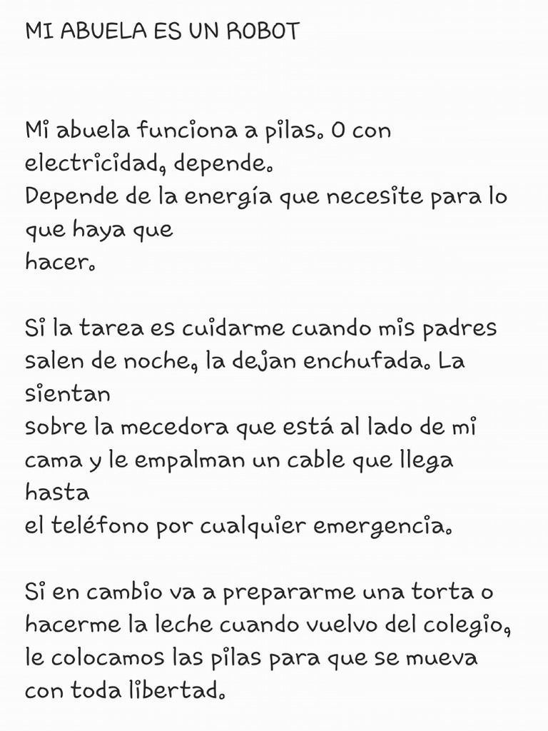 Cuento Mi Abuela Es Un Robot | PDF