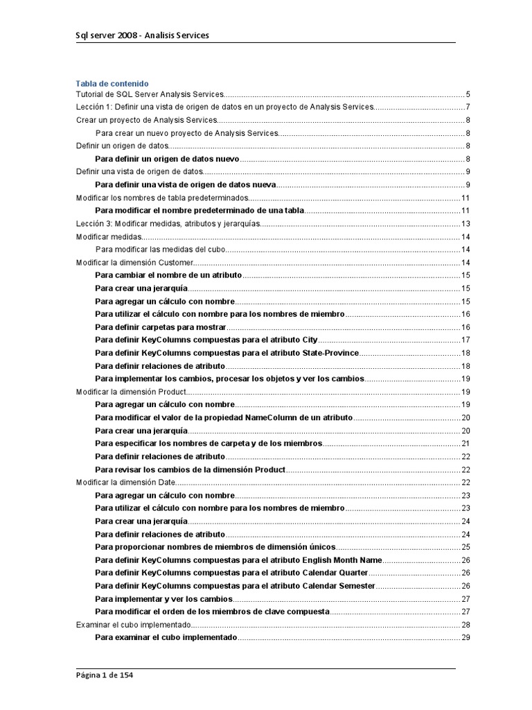 Manual - SQL Server Analysis Services | PDF | Servidor SQL de Microsoft | Ventana (informática)